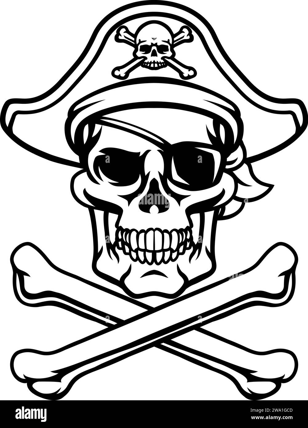 Pirate Hat Skull and Crossbones Cartoon Stock Vector Image & Art - Alamy