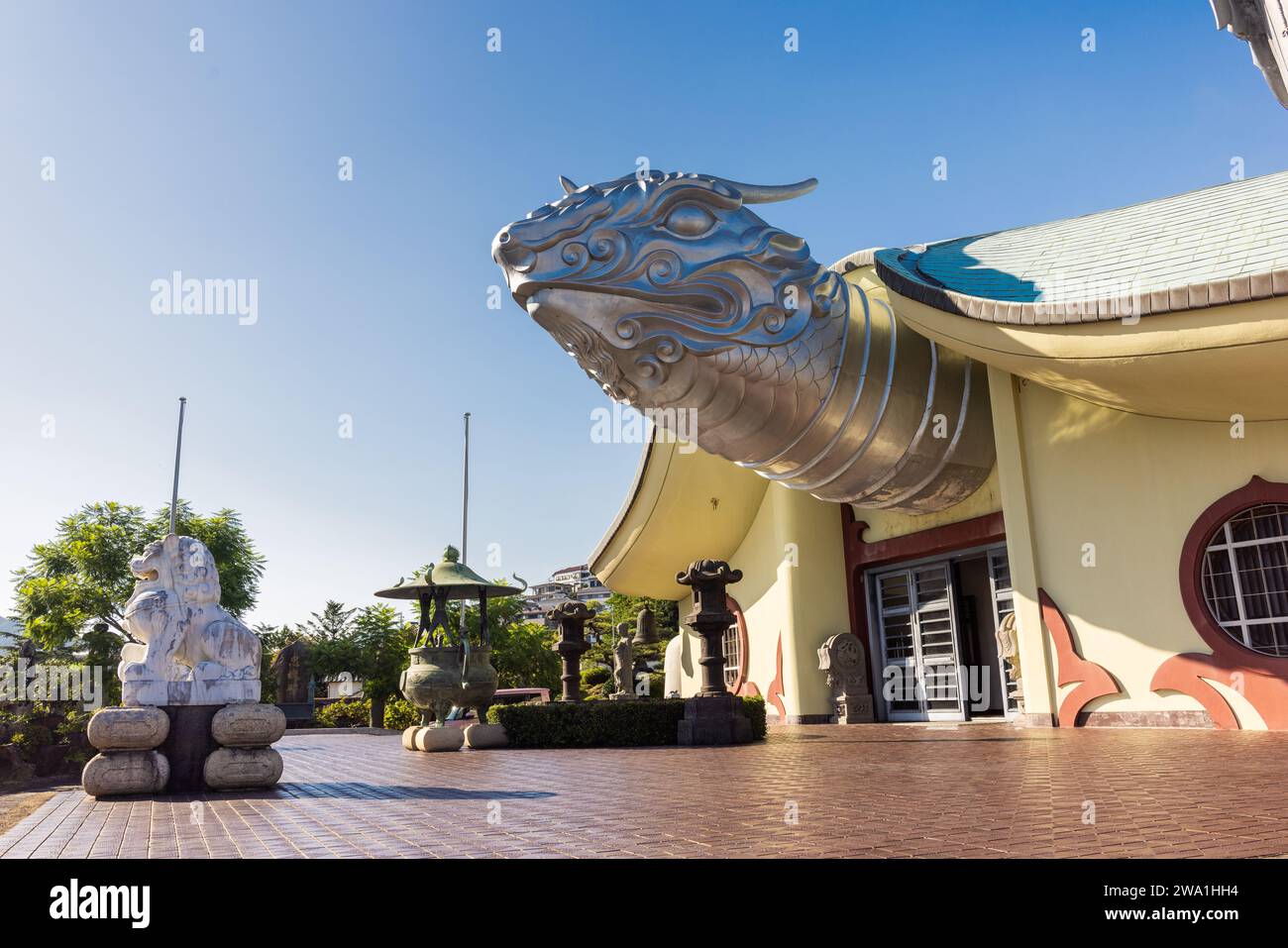 Fukusaiji Temple, Nagasaki. Goddess Kannon astride an Astral Turtle ...