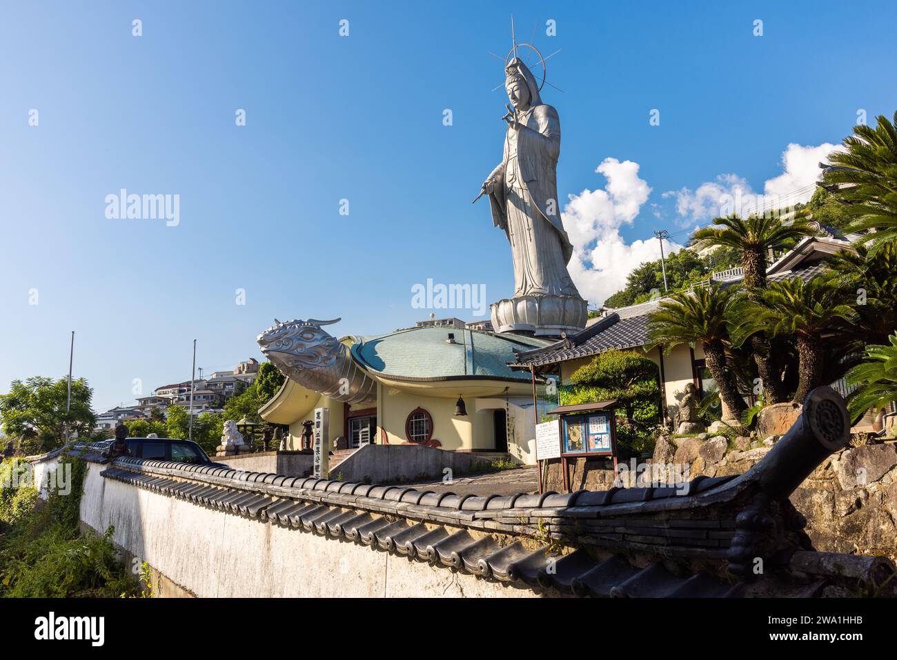 Fukusaiji Temple, Nagasaki. Goddess Kannon astride an Astral Turtle ...