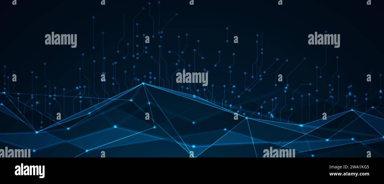 Abstract Artificial intelligence. Cloud computing. Machine learning. Technology web background ...