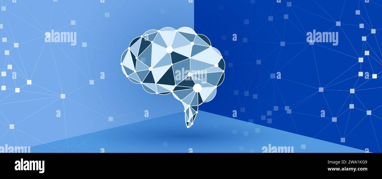 Abstract Artificial intelligence. Cloud computing. Machine learning. Technology web background ...