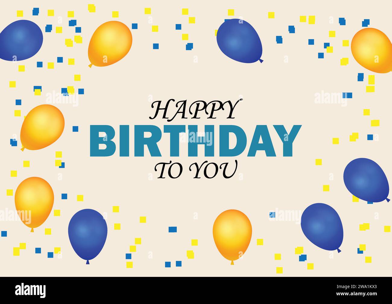 Happy Birthday card with balloons and confetti decoration element for ...