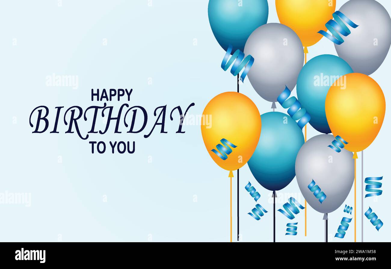 Happy Birthday greeting card. Happy birthday to you text with balloons ...