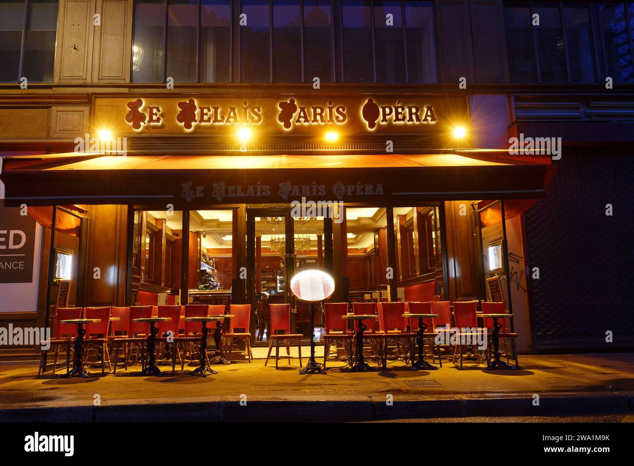 The traditional Parisian cafe Le relais Paris Opera located near Opera ...