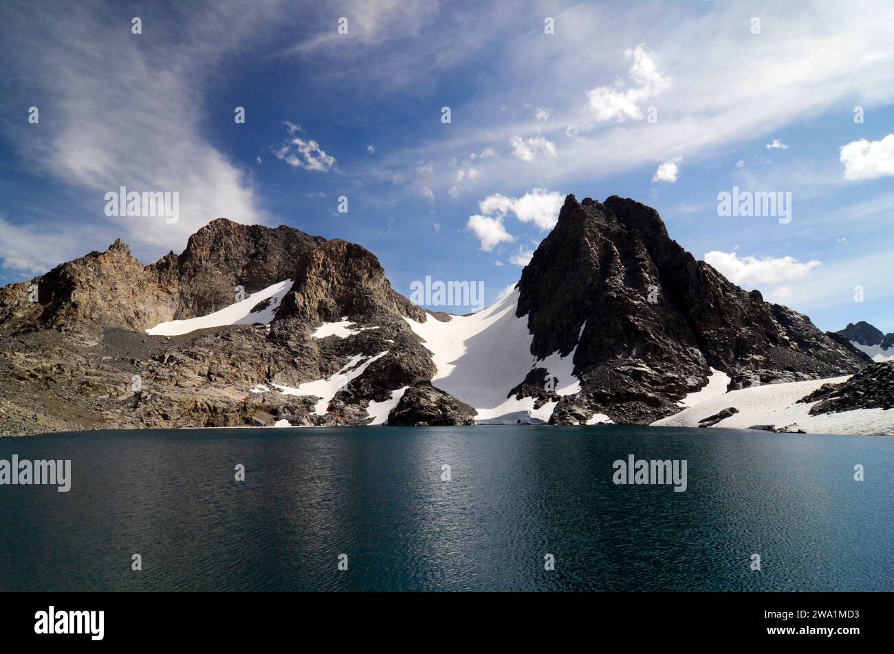 Mount Ritter and Banner Peak as seen from Lake Catherine on the Sierra ...