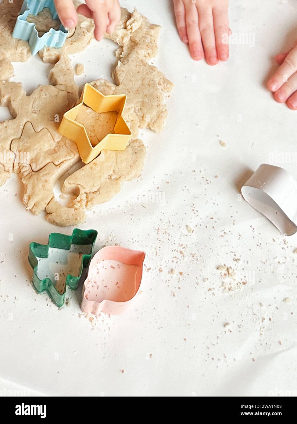 Child Hands with Cookie Dough and Cookie Cutters Stock Photo - Alamy