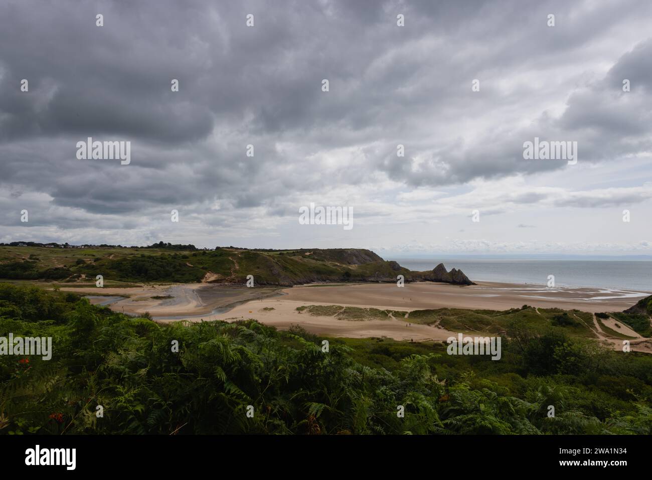 Three Cliffs Bay.The famous coastline of the Gower Peninsula in Stock ...