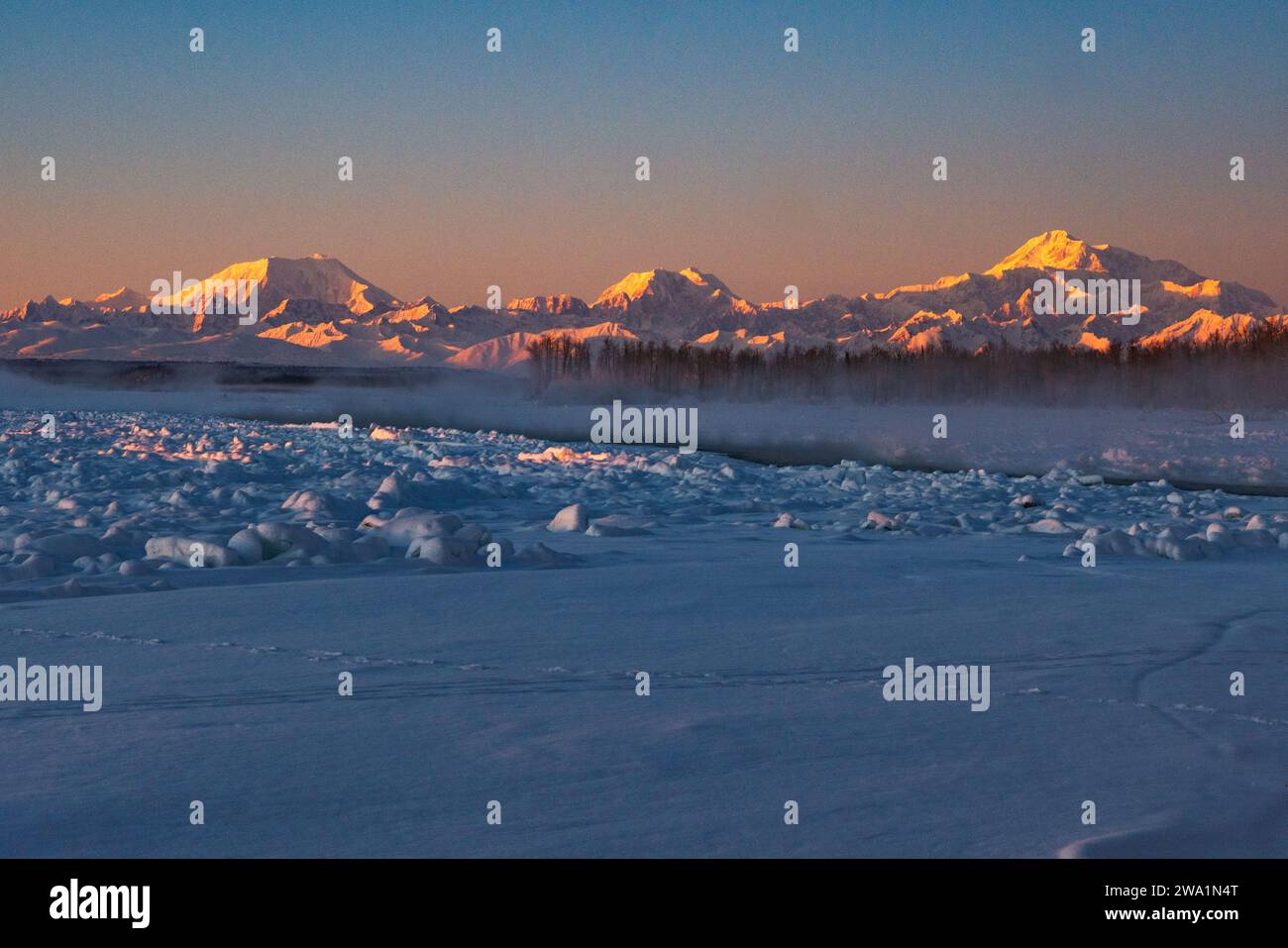 Alpenglow and moon hi-res stock photography and images - Alamy