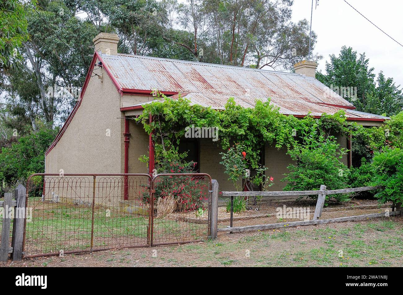 Pioneer miner's cottage at Campbells Creek, near Castlemaine in the ...