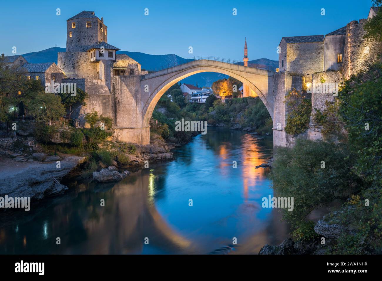 Early morning view of Stari Most bridge Stock Photo - Alamy