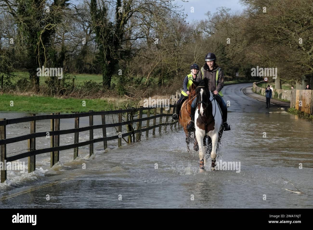 Lacock, Wiltshire, UK. 1st Jan, 2024. The River Avon in Lacock has ...