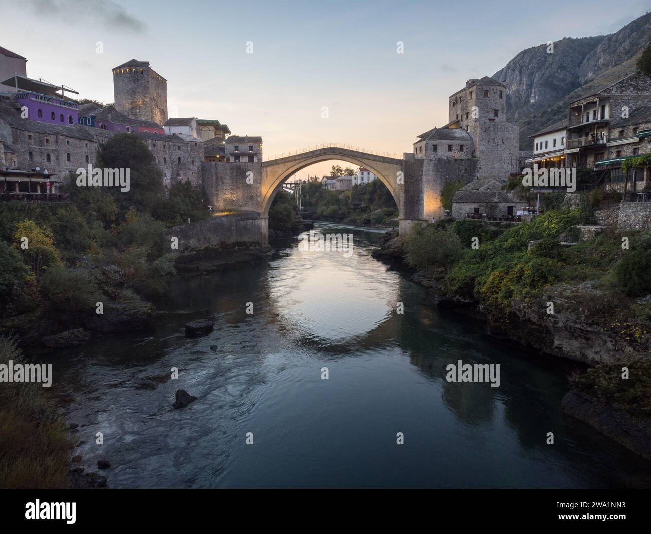 Early morning at Stari Most bridge Stock Photo - Alamy