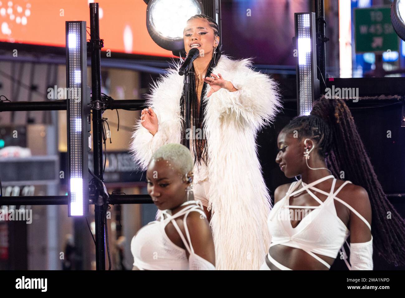 New York, United States. 31st Dec, 2023. Tyla performs on stage during ...
