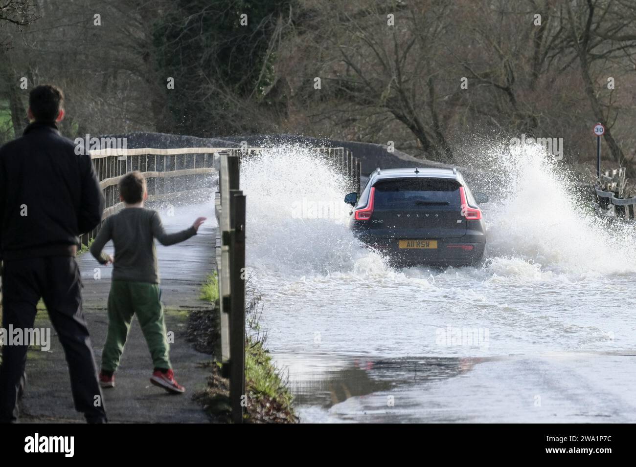 Lacock, Wiltshire, UK. 1st Jan, 2024. The River Avon in Lacock has ...
