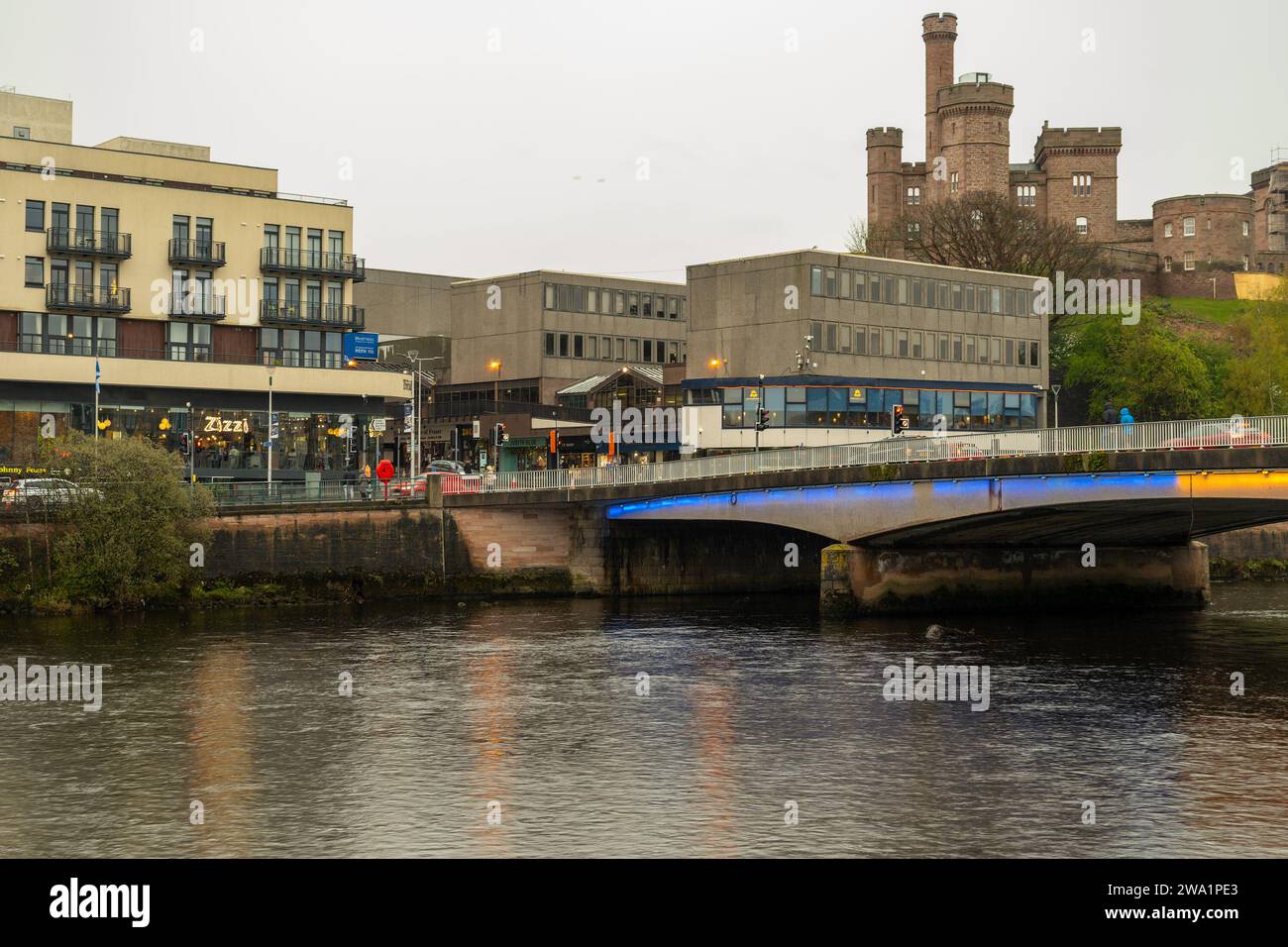 Looking across the River Ness towards Bridge Street & by the bridge at ...