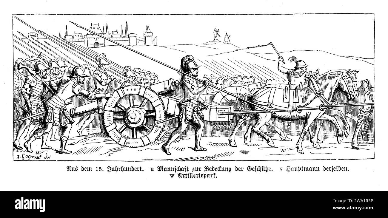 Medieval army of 15th century: coverage squad transporting artillery ...