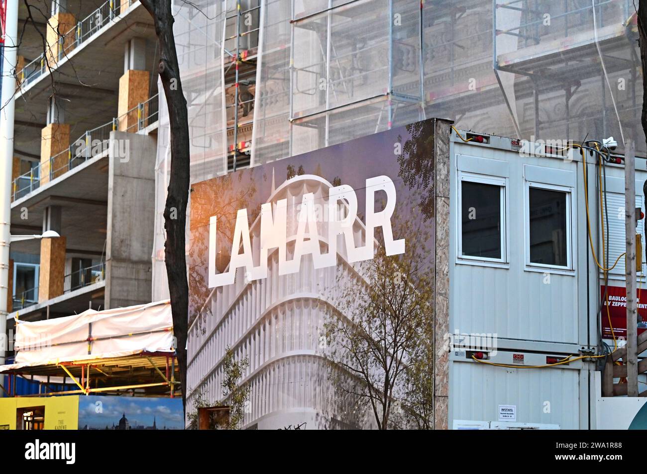Vienna, Austria - 12 29 2023 - Construction site of the "Mahü 10-18" project of the insolvent ...