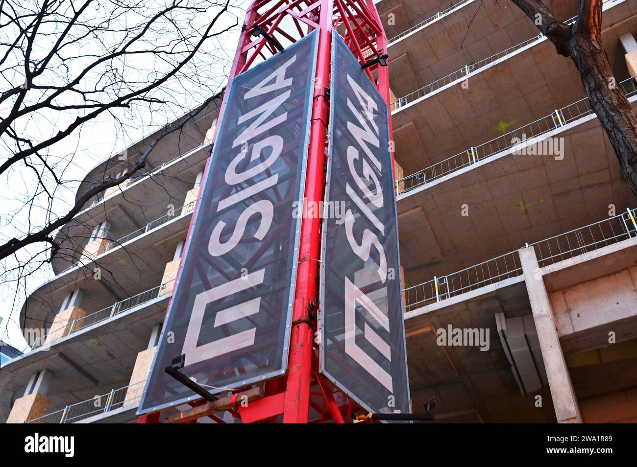 Vienna, Austria - 12 29 2023 - Construction site of the "Mahü 10-18" project of the insolvent ...