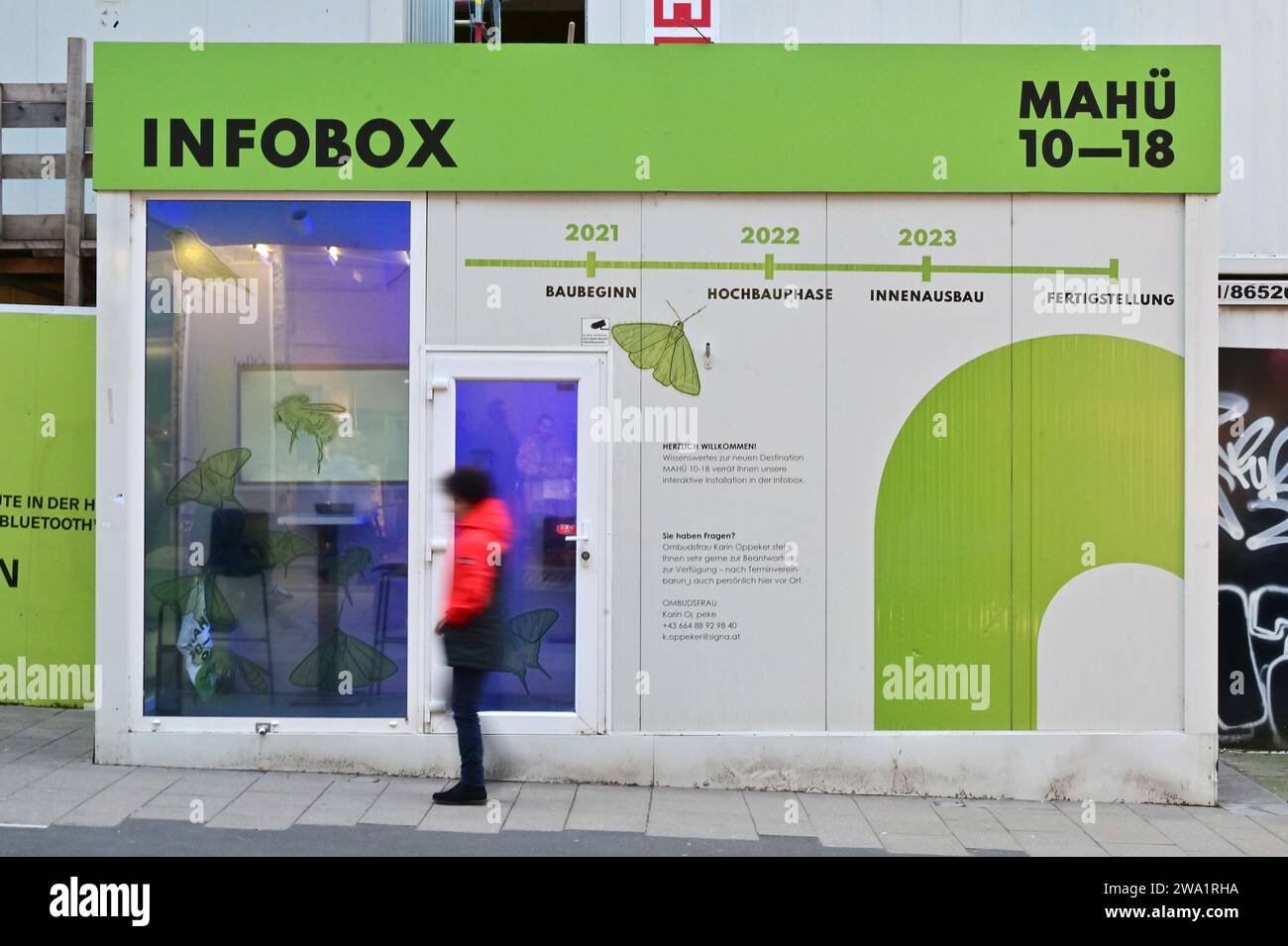 Vienna, Austria - 12 29 2023 - Construction site of the "Mahü 10-18" project of the insolvent ...