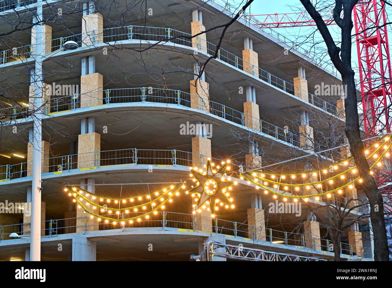 Vienna, Austria - 12 29 2023 - Construction site of the "Mahü 10-18" project of the insolvent ...
