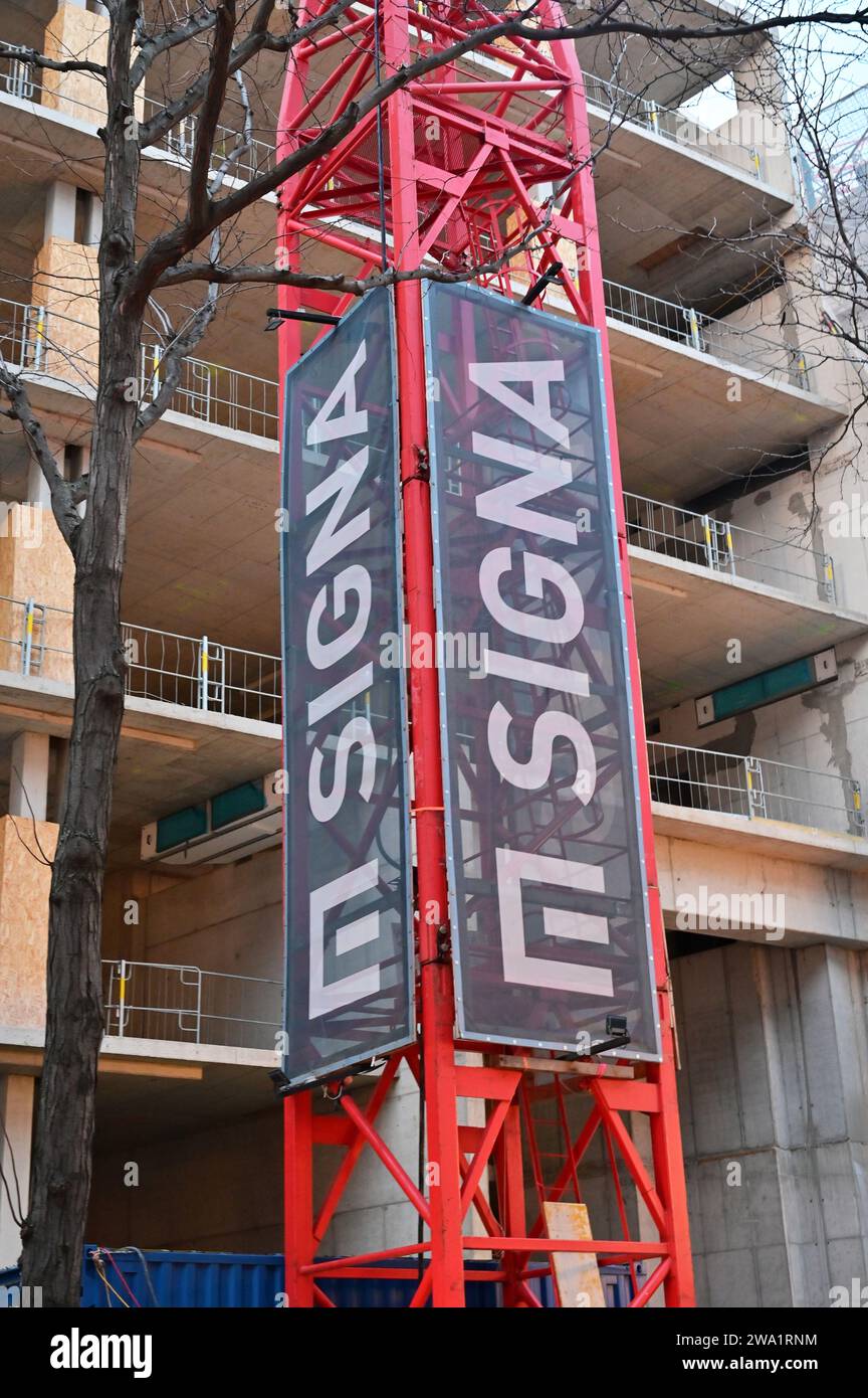 Vienna, Austria - 12 29 2023 - Construction site of the "Mahü 10-18" project of the insolvent ...