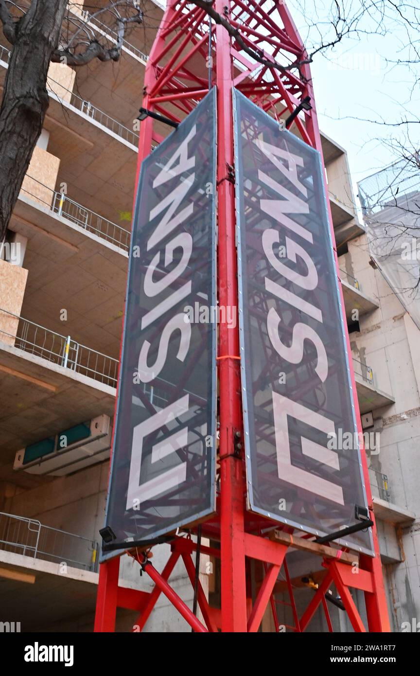Vienna, Austria - 12 29 2023 - Construction site of the "Mahü 10-18" project of the insolvent ...