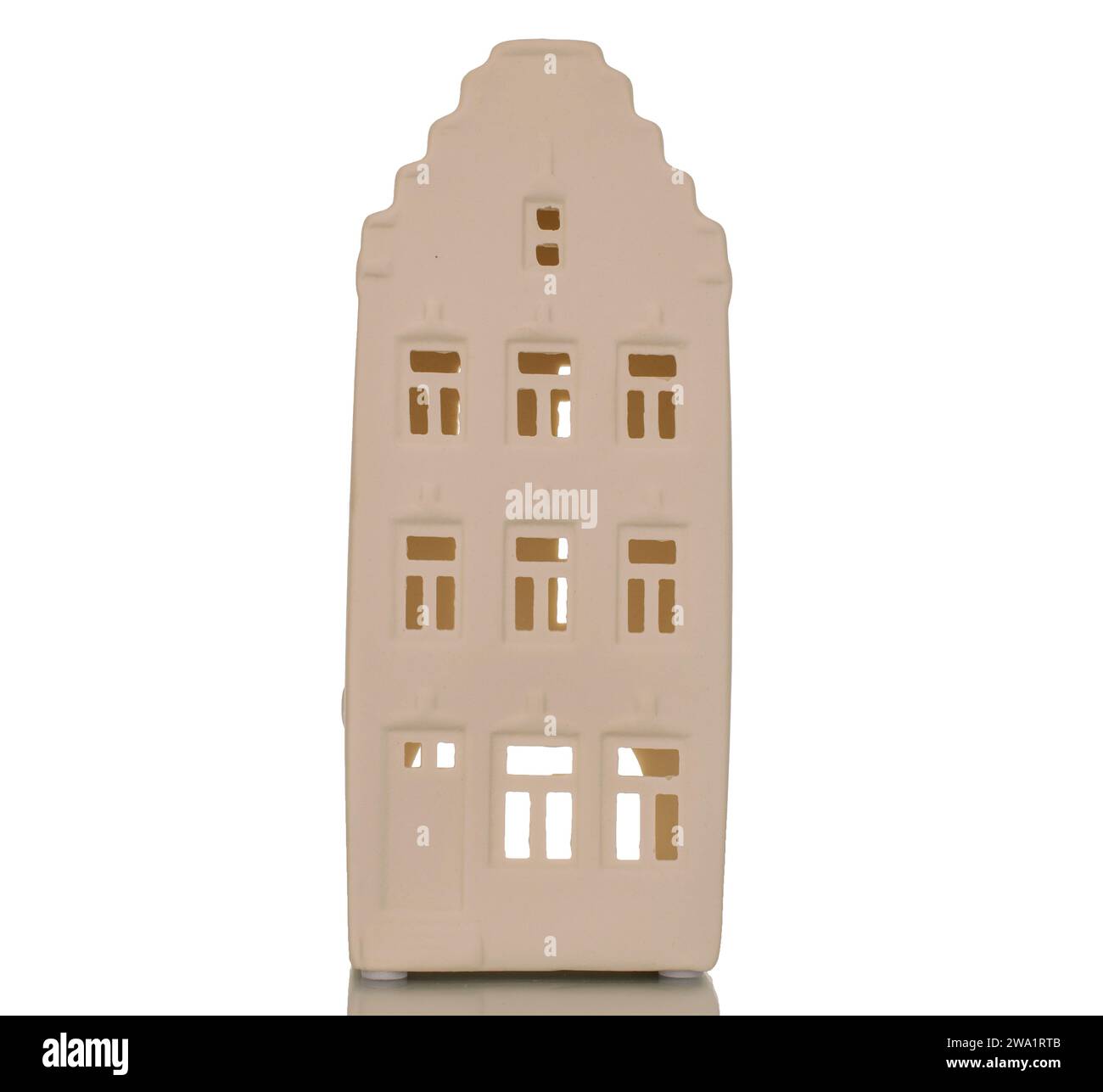 One clay house, Christmas toy, macro, isolated on white background ...