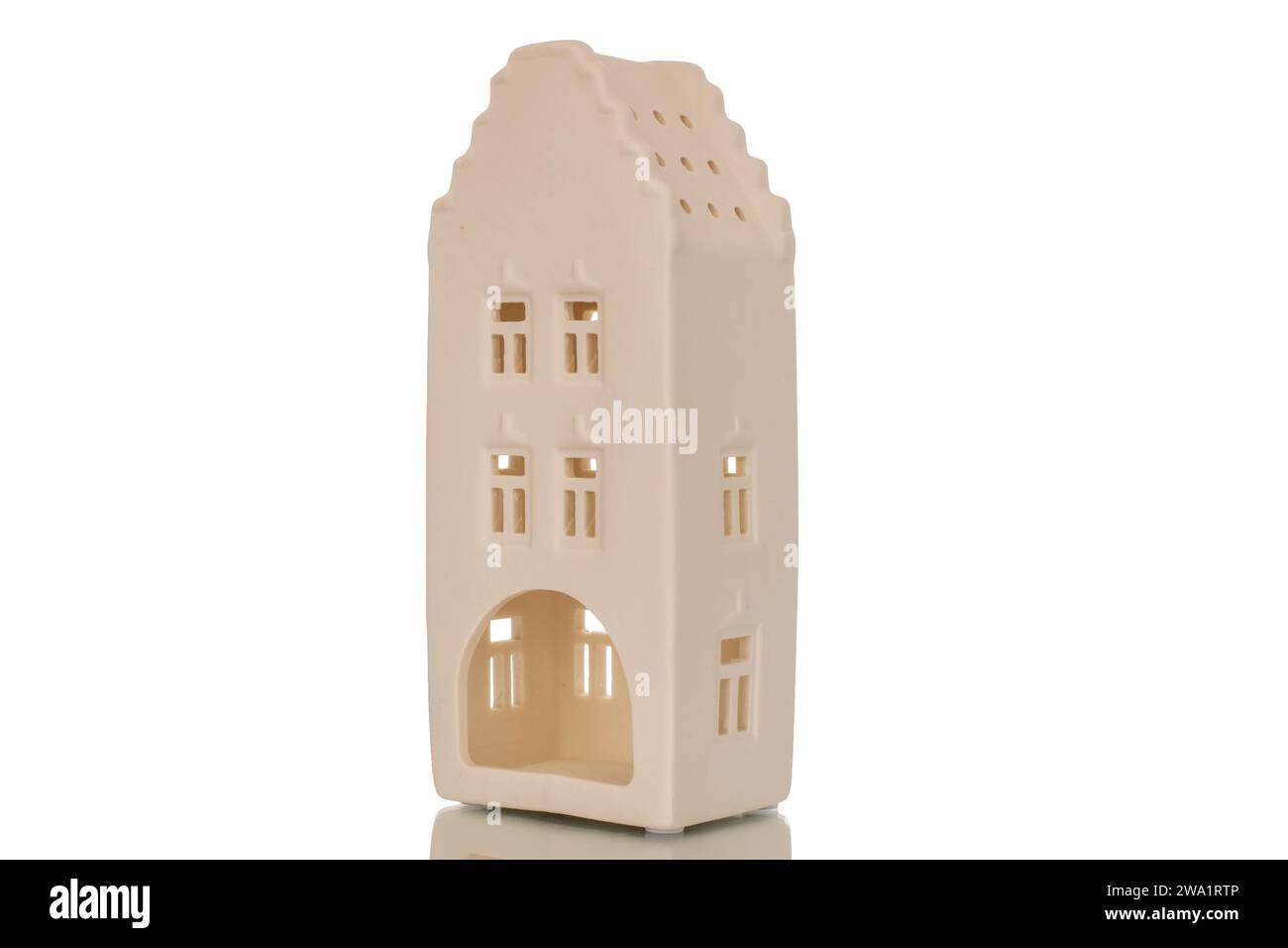 One clay house, Christmas toy, macro, isolated on white background ...