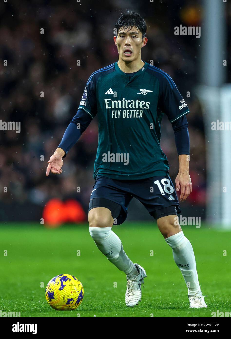 Arsenal's Takehiro Tomiyasu during the Premier League match at Craven ...