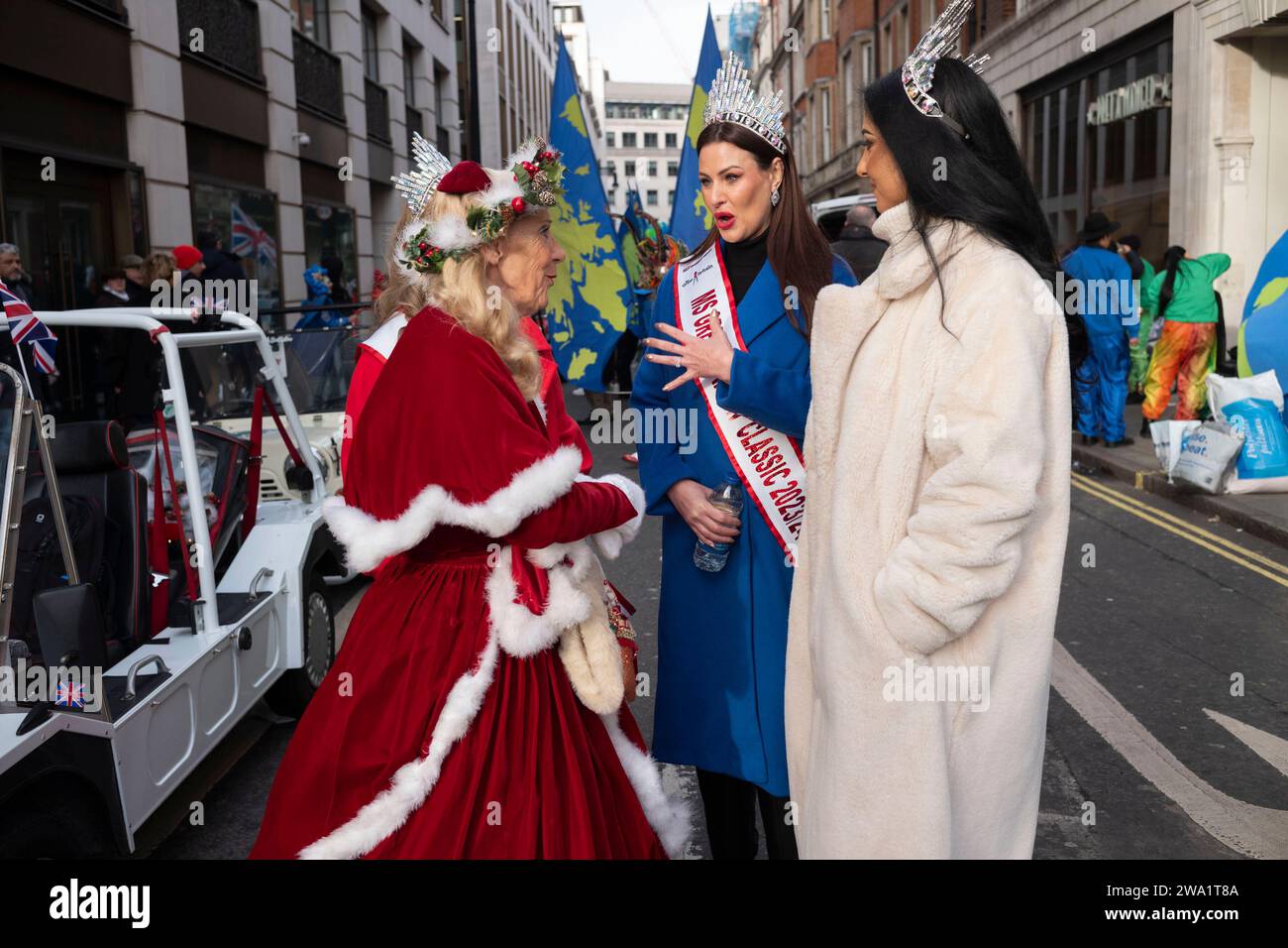 London, UK. 01st Jan, 2024. London New Years Day Parade 2024 Performers from prepare their ...