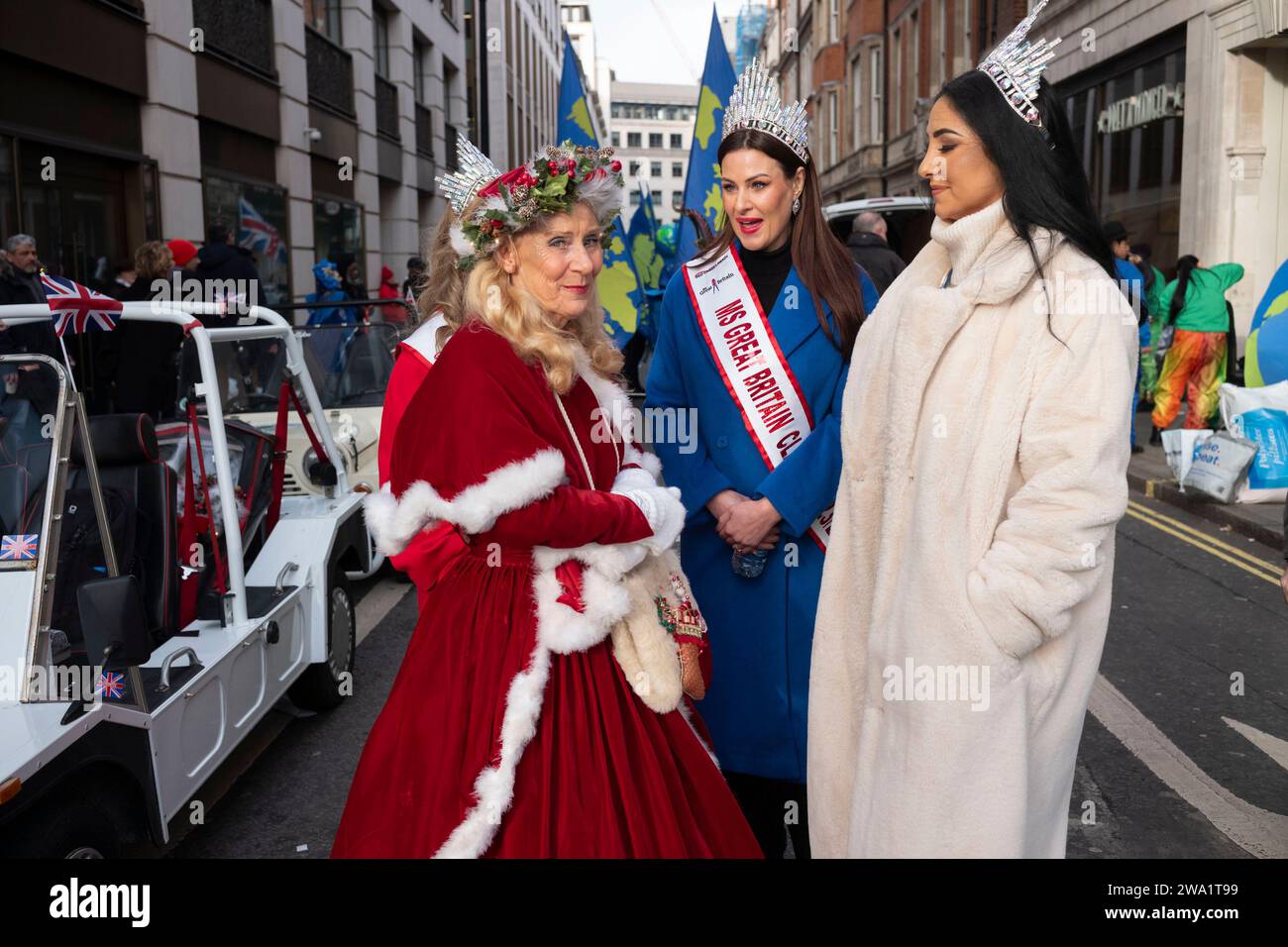 London, UK. 01st Jan, 2024. London New Years Day Parade 2024 Performers from prepare their ...