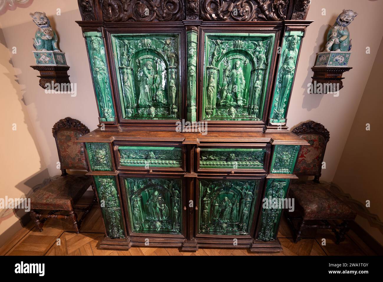 Jade phone cabinet in Telephone Room of in National Palace of Pena ...