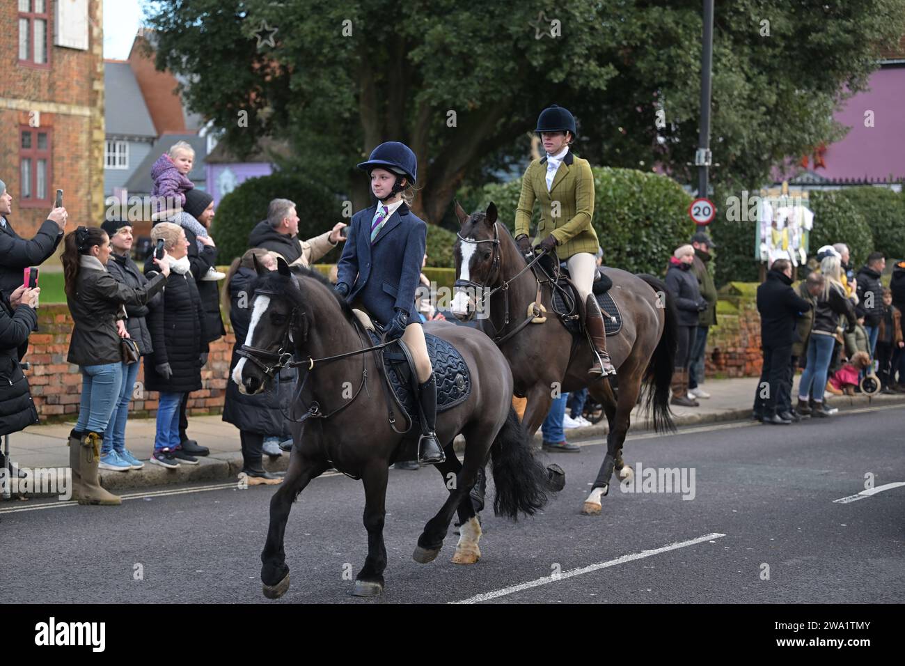 Maldon Essex, UK. 1st Jan, 2024. The Puckeridge and Essex Union Hunt ...