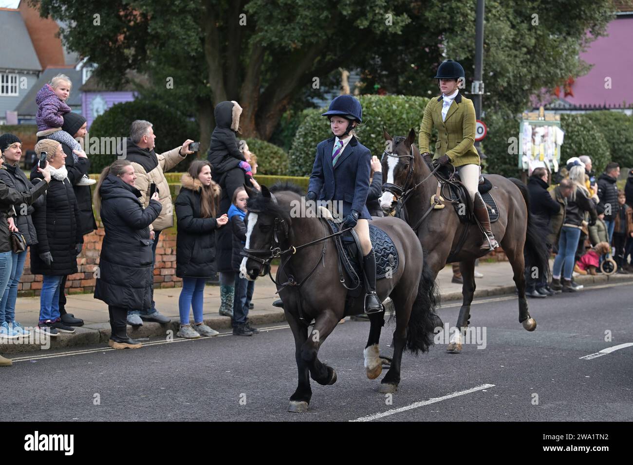 Maldon Essex, UK. 1st Jan, 2024. The Puckeridge and Essex Union Hunt ...