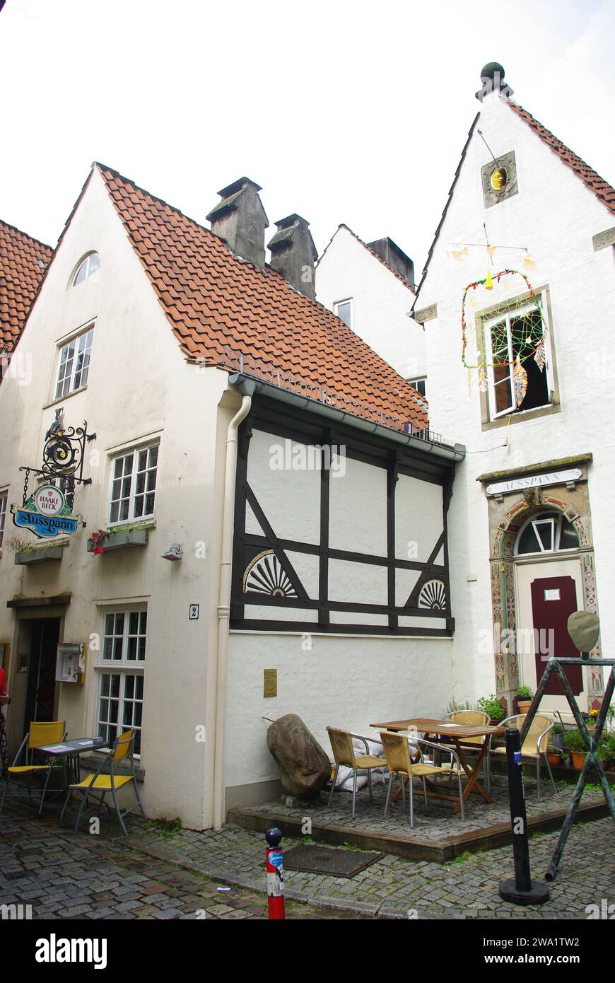 Colorful old town with restored half timbered houses hi-res stock ...