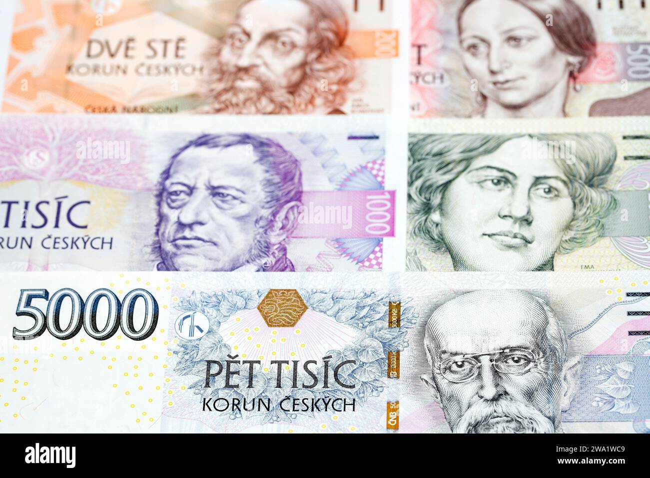 Czech money - koruna a business background Stock Photo - Alamy