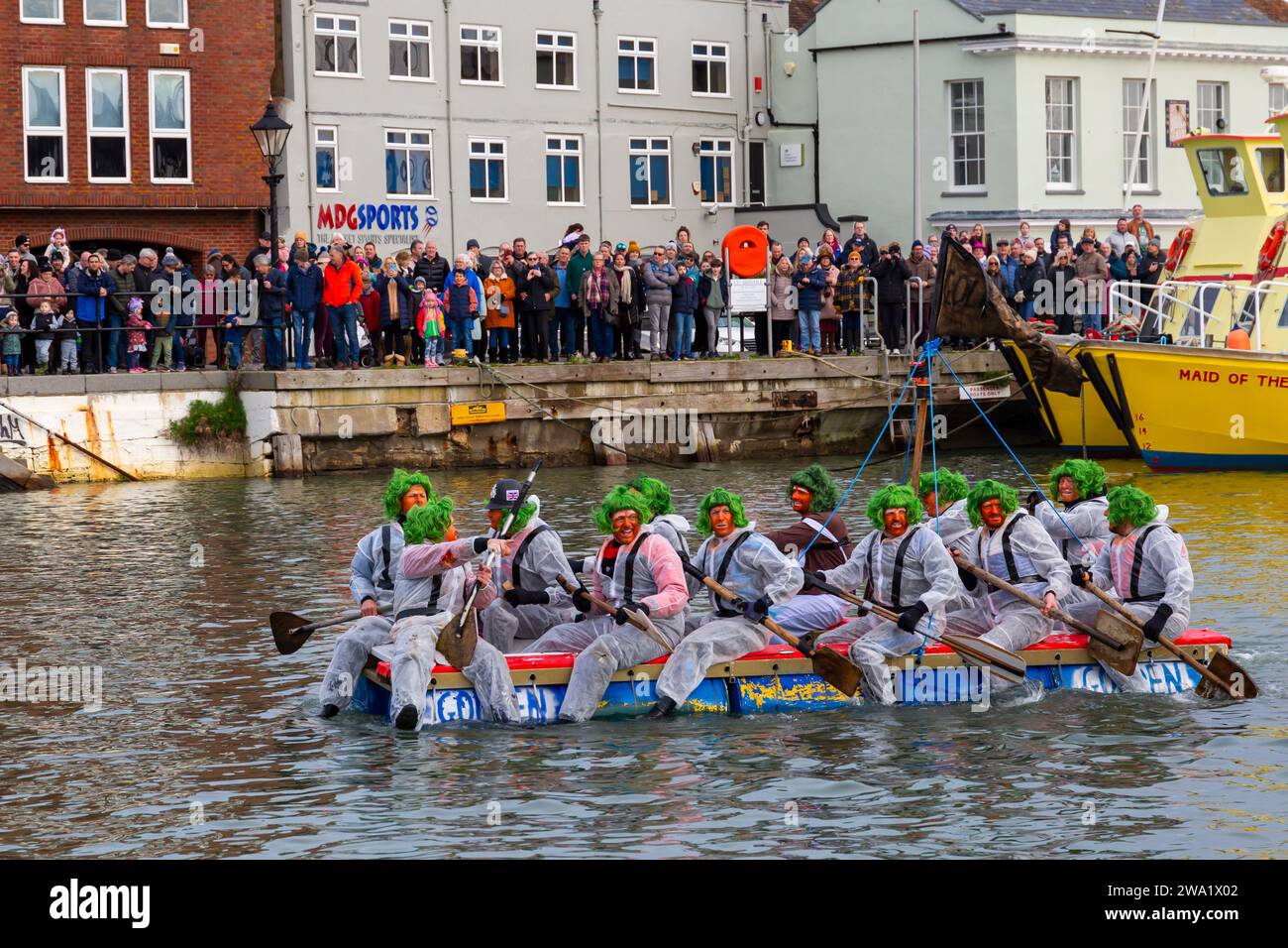 Poole, Dorset, UK. 1st January, 2024. The New Years Day Bath Tub Race ...
