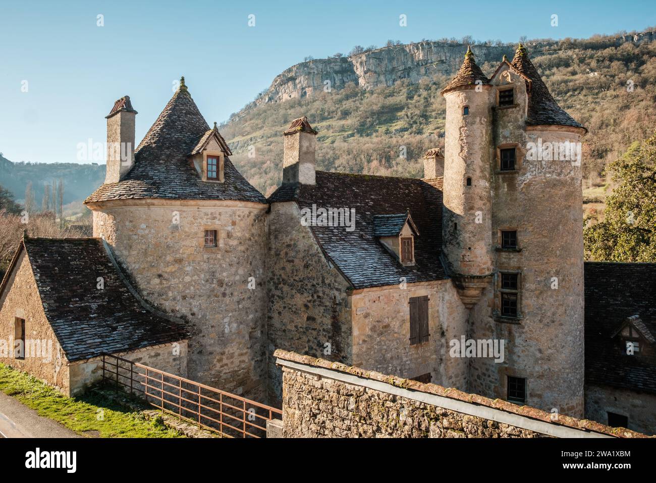 Autoire, Lot, France - 27th December 2023: Château de Limargue sits on ...