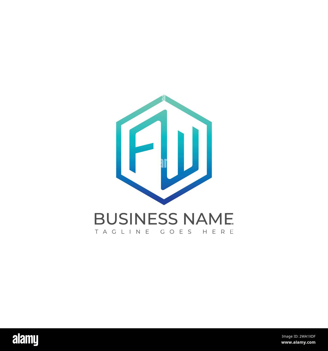 A W Hexagon Letter Logo Design Concept Aw Initial Letters Hexagon Gradient Logo Design Vector