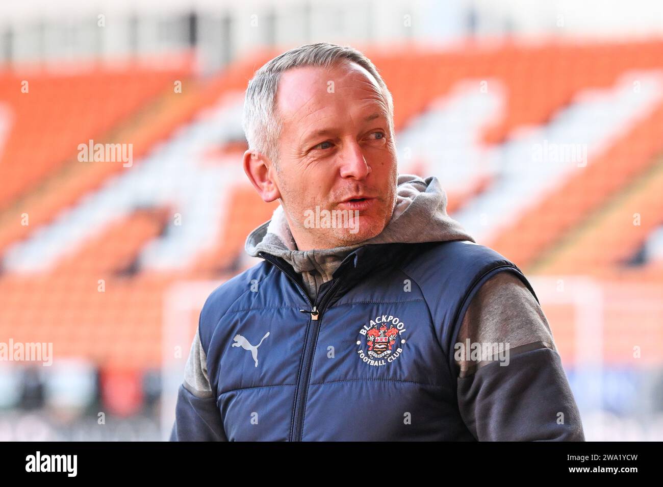 Neil Critchley Manager of Blackpool arrives ahead of the Sky Bet League ...