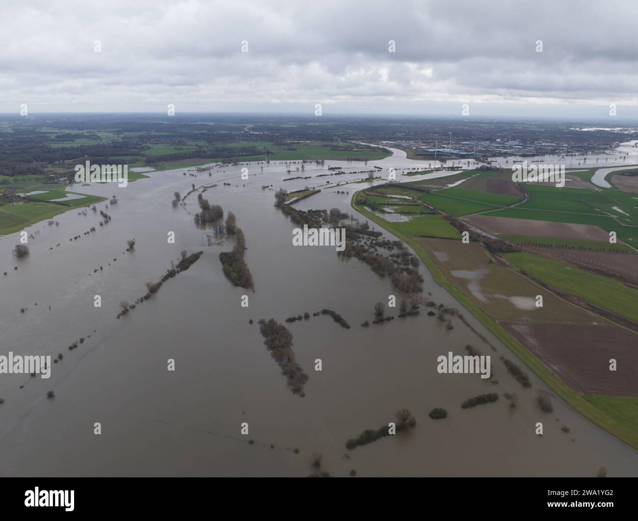 Aerial view on overflowing river hi-res stock photography and images ...