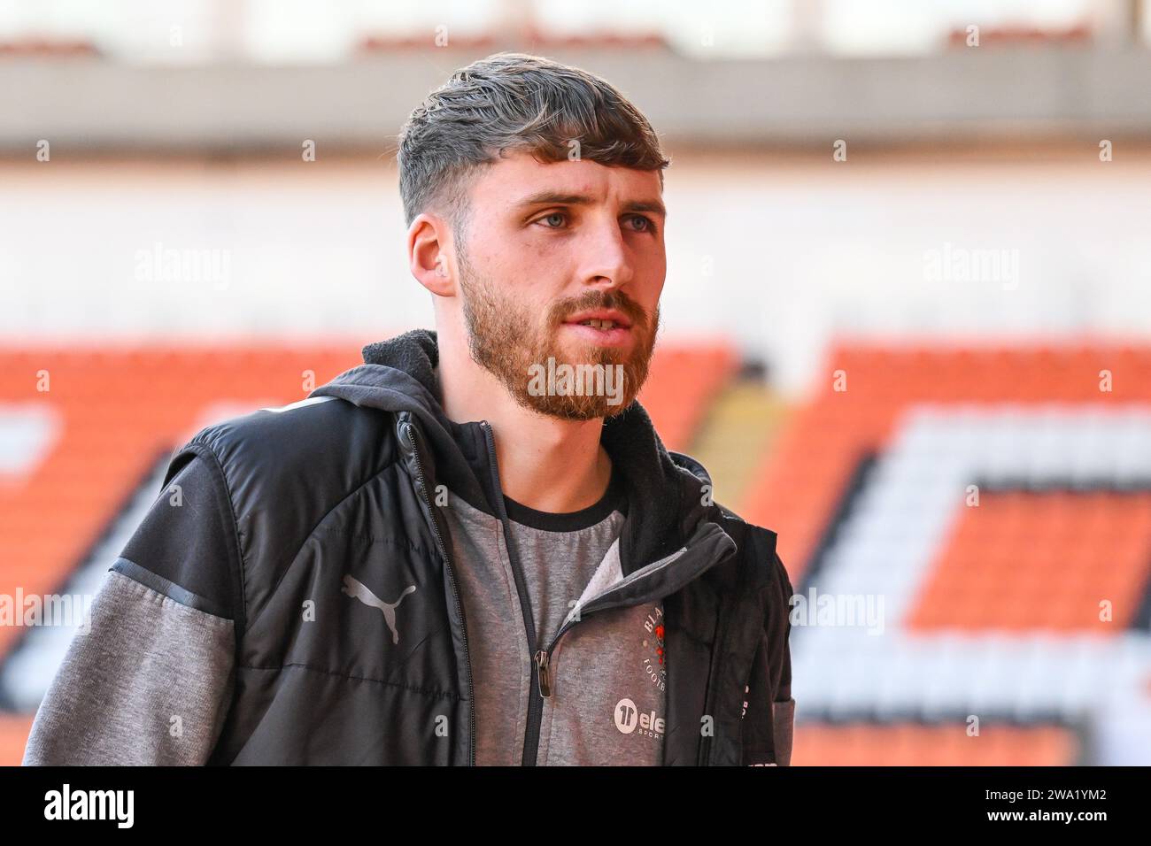 Daniel Grimshaw of Blackpool arrives ahead of the Sky Bet League 1 ...