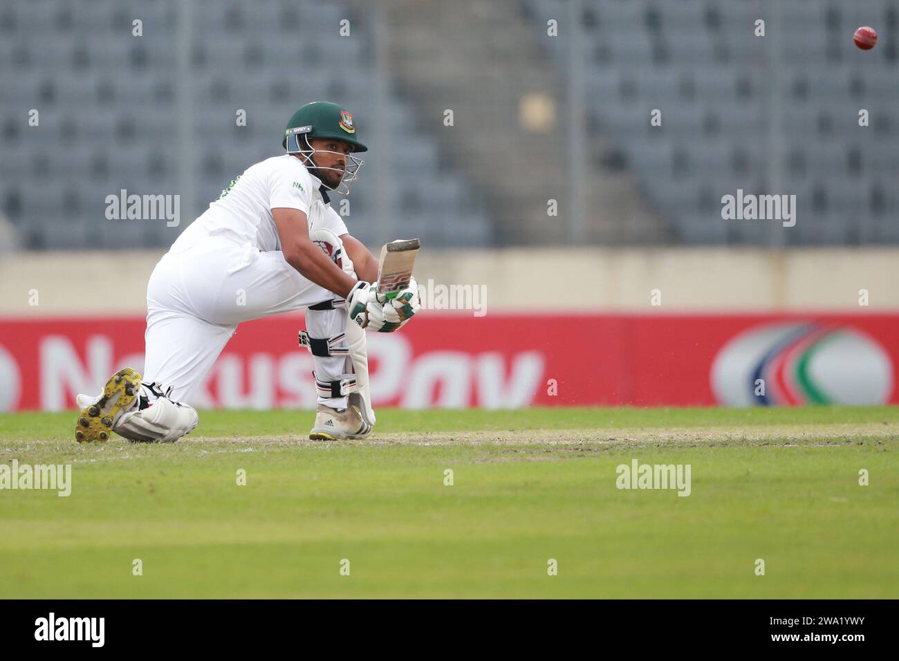 Bangladeshi Test Team captain Najmul Hossain Shanto bats during ...