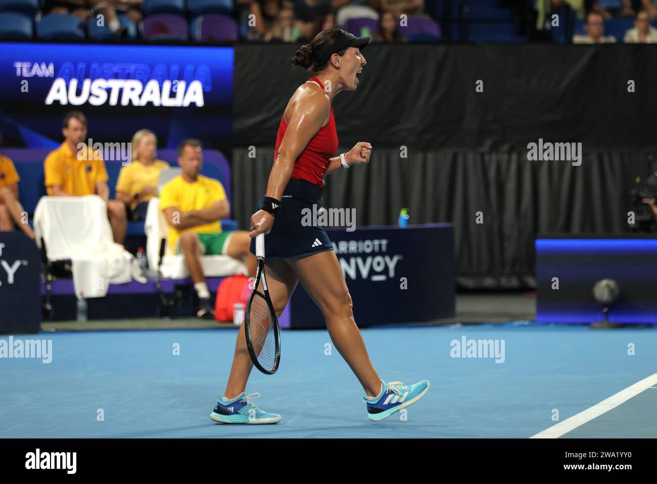 Perth, Australia. 01st Jan, 2024. Jessica Pegula of the USA celebrates ...