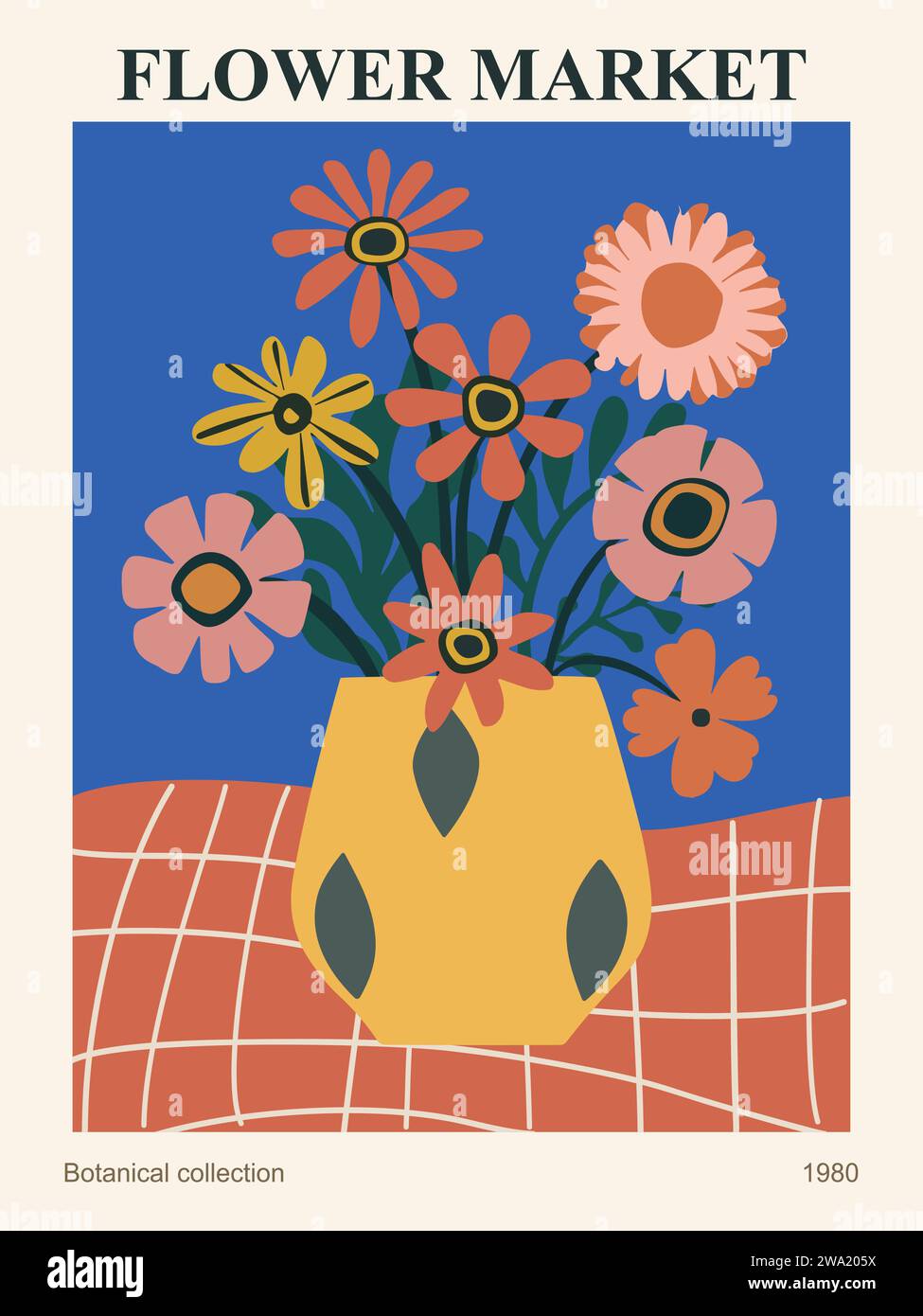 Abstract Flower Market poster vector art print Stock Vector Image & Art ...