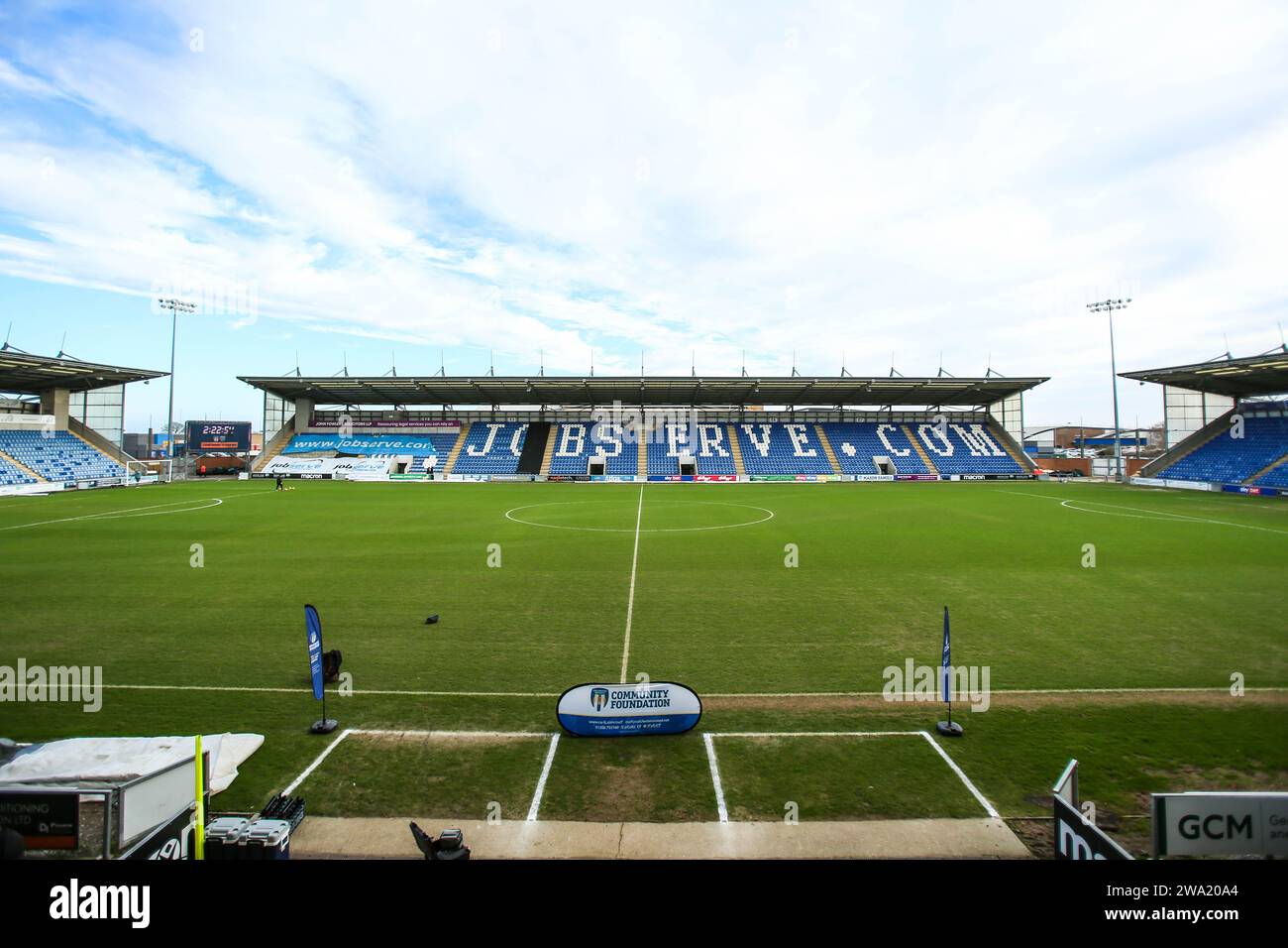 A general view of the JobServe Community Stadium before the Sky Bet ...