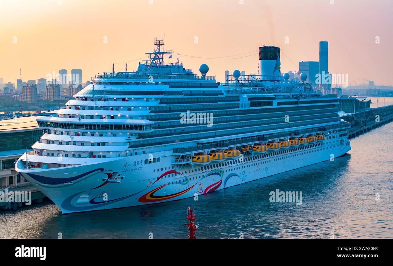 SHANGHAI, CHINA - JANUARY 1, 2024 - Adora Cruises, the first Chinese-made large cruise ship ...