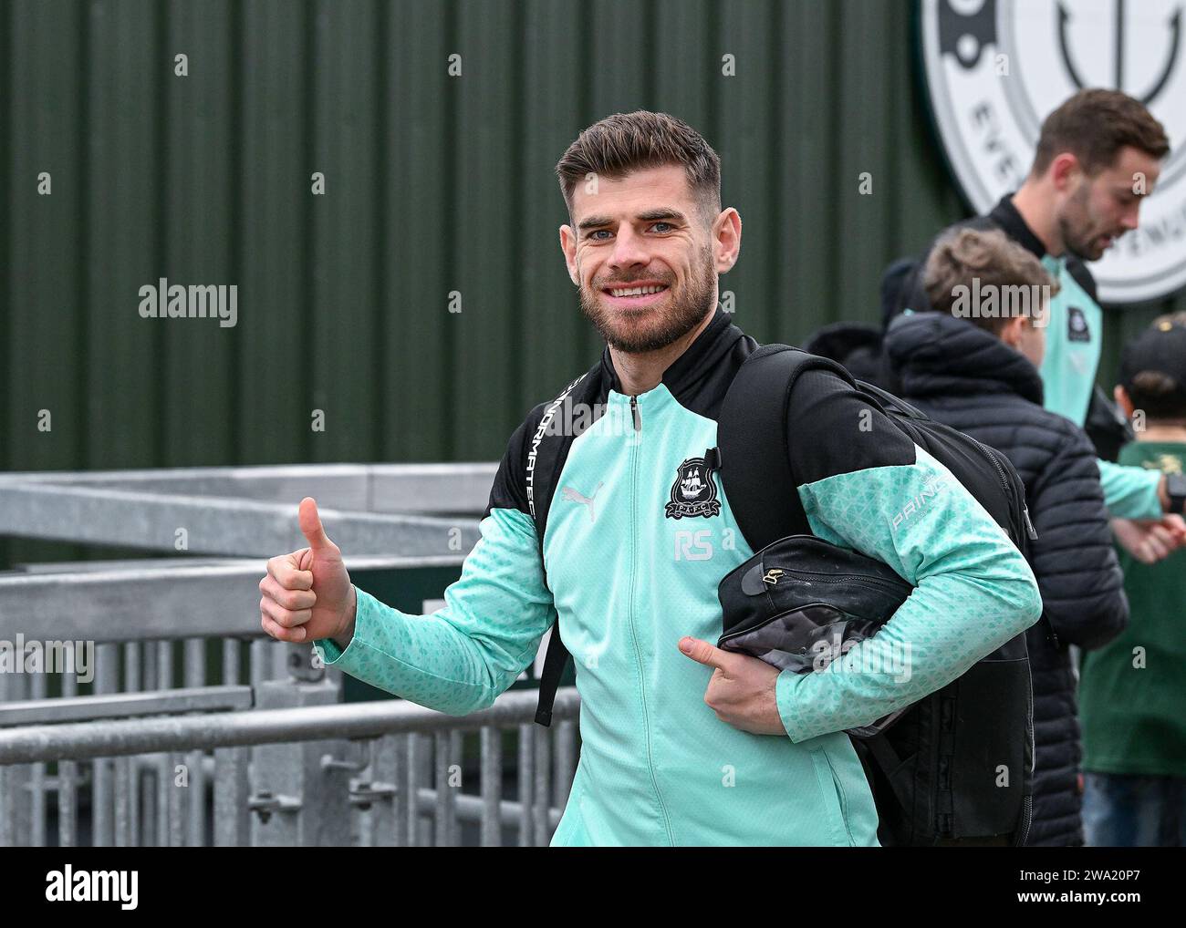 Joe Edwards of Plymouth Argyle arrives during the Sky Bet Championship ...