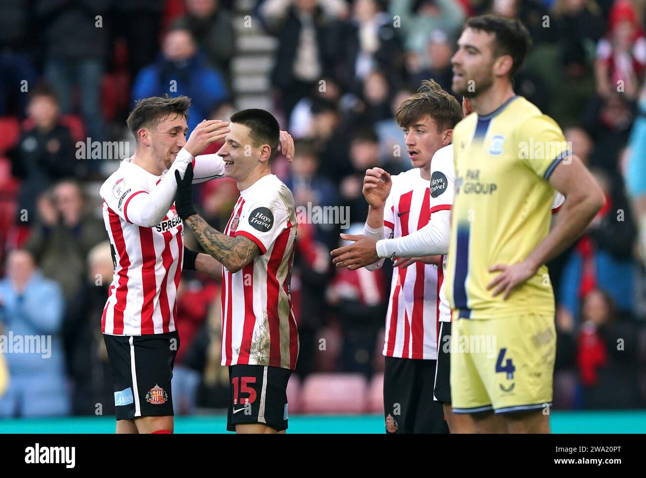 Sunderland's Nazariy Rusyn (second left) celebrates scoring their side ...