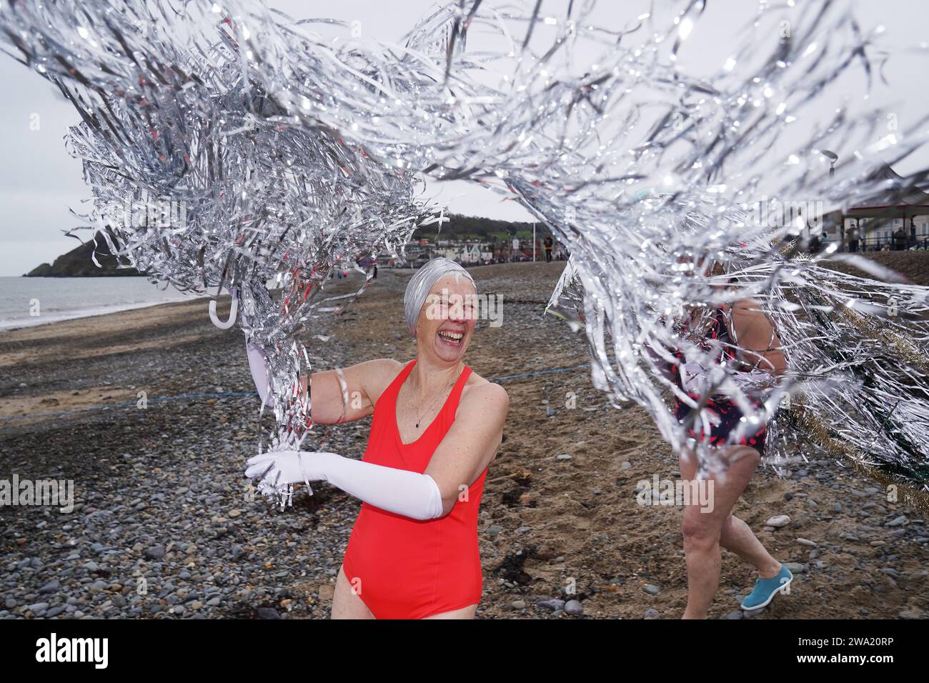 Margaret Boles of the Bray Beach Bathers makes her way onto the beach ...